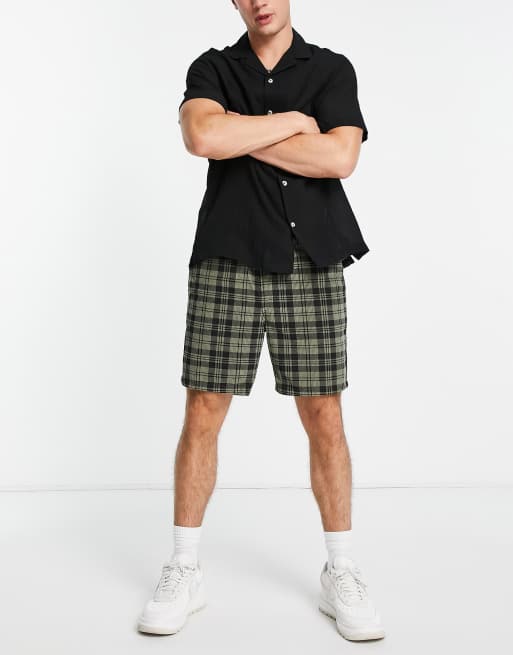 ASOS DESIGN Slim Shorts In Green Plaid Cord ASOS