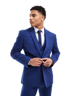 ASOS DESIGN slim suit jacket in dark blue | ASOS