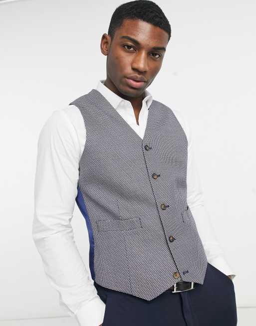ASOS DESIGN slim suit vest in gray birdseye | ASOS