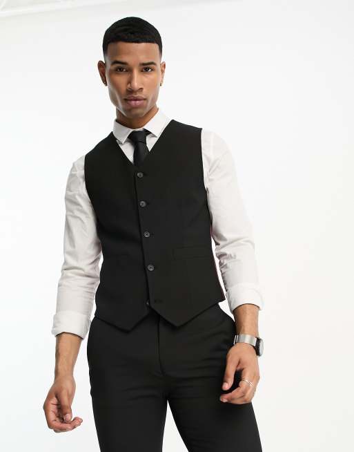 ASOS DESIGN slim waistcoat in black | ASOS