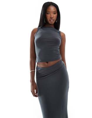 ASOS DESIGN slinky tank top in charcoal - part of a set | ASOS
