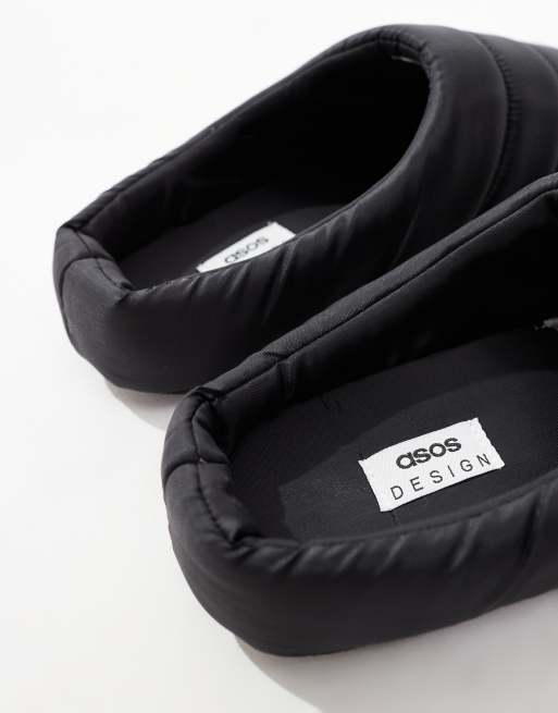 ASOS DESIGN slippers in black nylon | ASOS