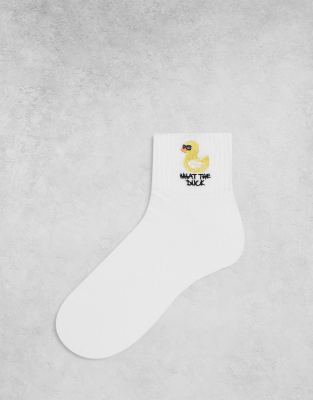 ASOS DESIGN slogan socks in white | ASOS