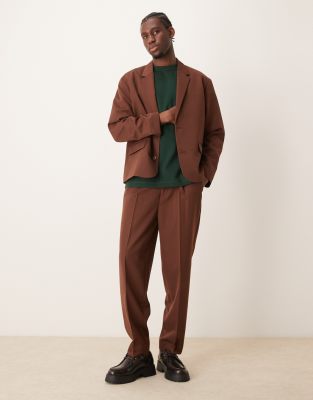 ASOS DESIGN slouchy boxy suit in brown twill | ASOS