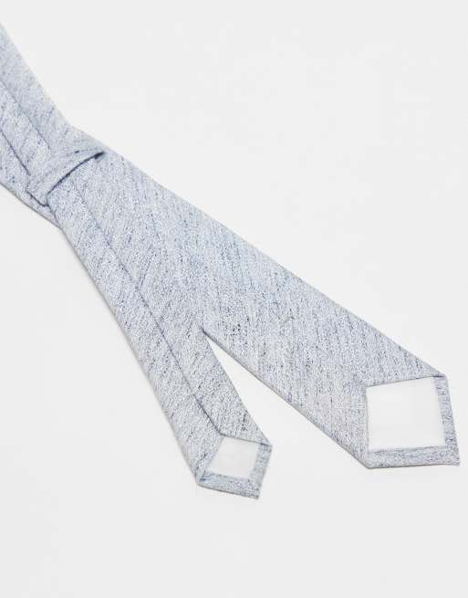ASOS DESIGN slub textured tie in blue | ASOS