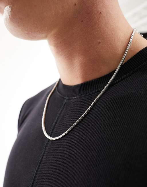 ASOS DESIGN small flat link neck chain in silver tone | ASOS