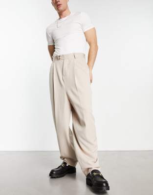 ASOS DESIGN smart balloon pants in stone | ASOS