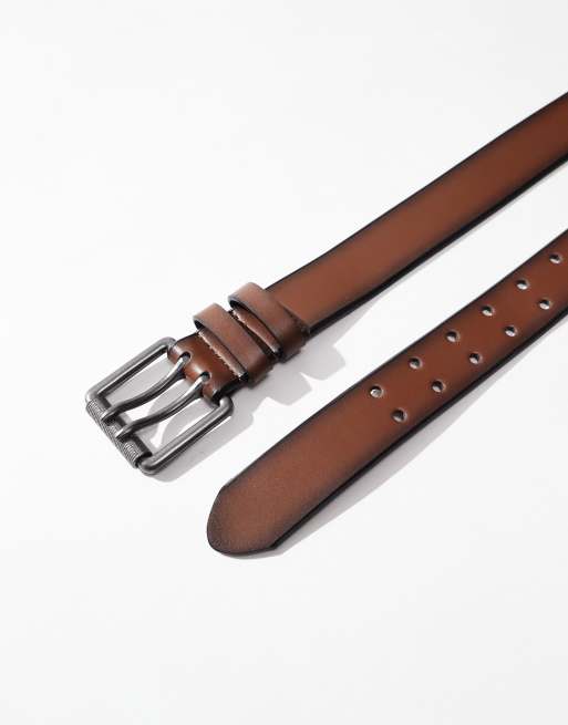 ASOS DESIGN smart belt in brown faux leather | ASOS