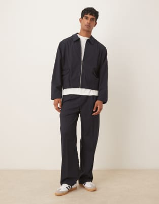 ASOS DESIGN smart blouson set in navy pinstripe | ASOS