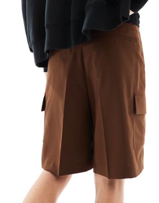 ASOS DESIGN smart cargo shorts in brown | ASOS