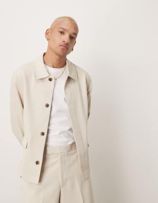 ASOS DESIGN smart co-ord harrington jacket in stone twill | ASOS