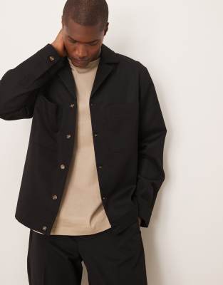 ASOS DESIGN smart co-ord revere shacket in black | ASOS