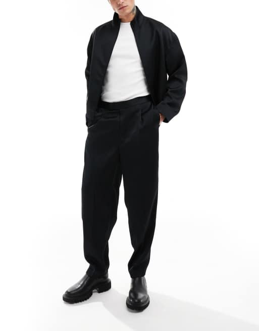 Asos Design Smart Co Ord Track In Black Satin Asos