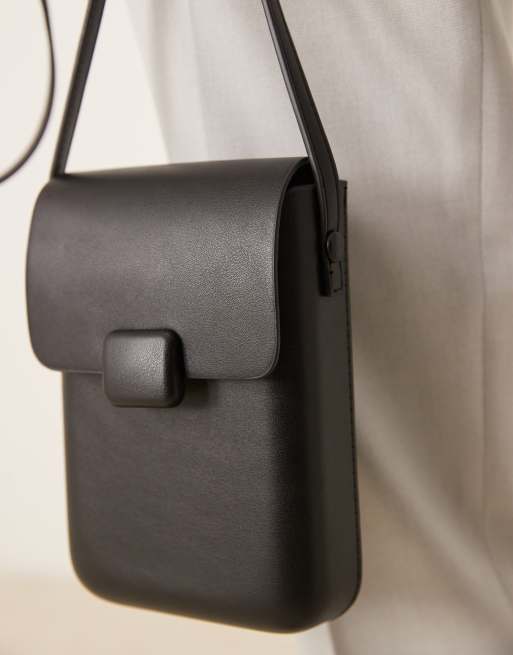 ASOS DESIGN smart crossbody bag in black faux leather | ASOS