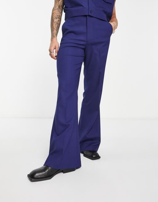ASOS DESIGN smart flare pants in blue - part of a set | ASOS