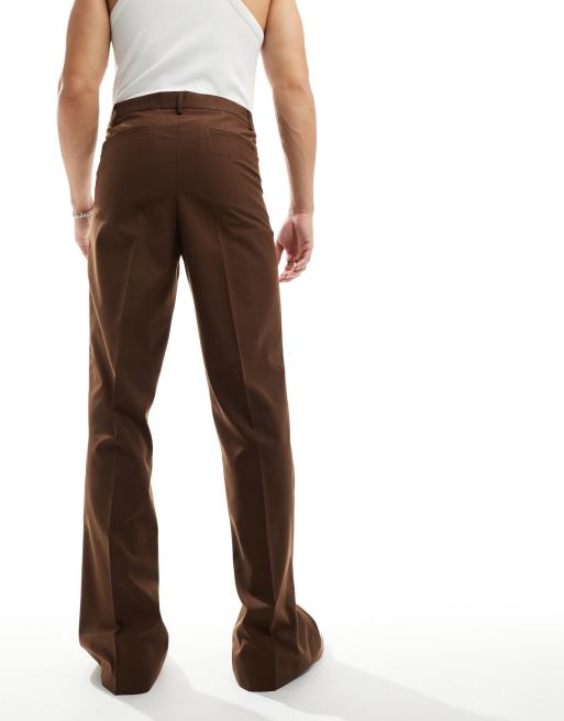 ASOS DESIGN smart flared pants in brown | ASOS