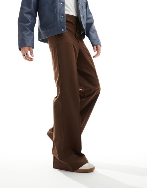 ASOS DESIGN smart flared pants in brown | ASOS