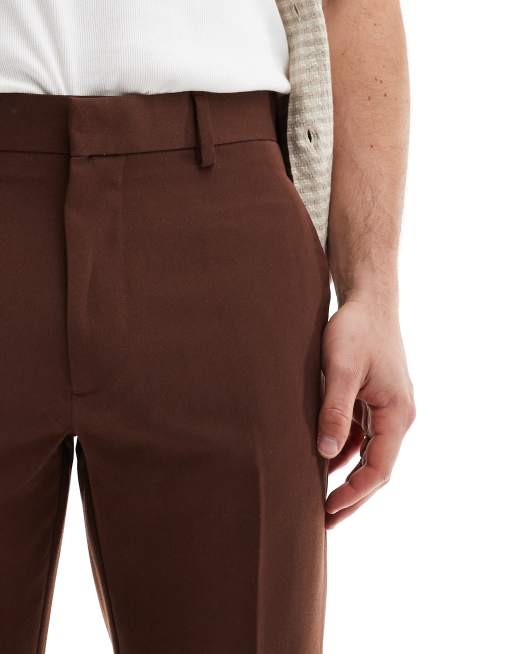 ASOS DESIGN smart flared pants in brown | ASOS