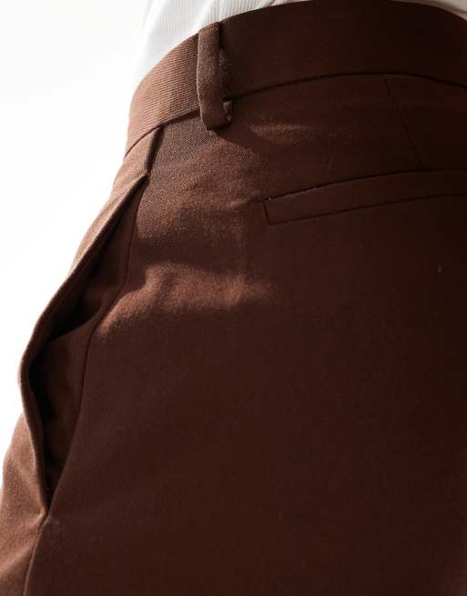 ASOS DESIGN smart flared pants in brown | ASOS