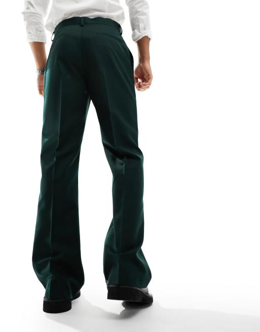ASOS DESIGN smart flared pants in dark green | ASOS