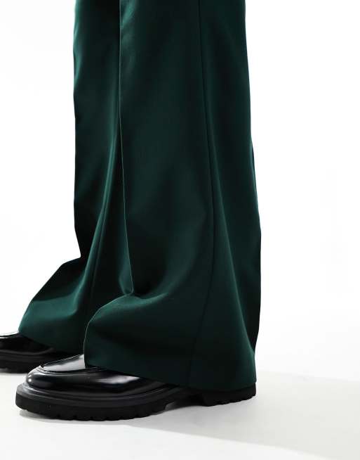 ASOS DESIGN smart flared pants in dark green | ASOS