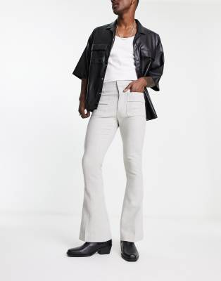 ASOS DESIGN smart flared pants in gray | ASOS