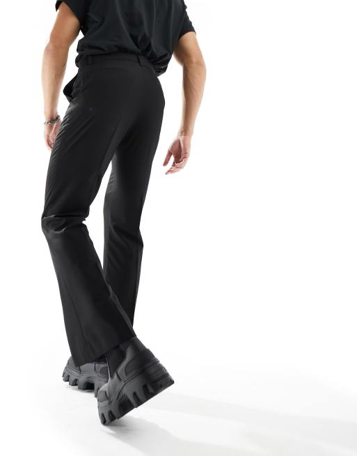 ASOS DESIGN smart flared pants with front splits in black | ASOS