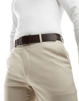 ASOS DESIGN Smart leather belt in vintage brown | ASOS