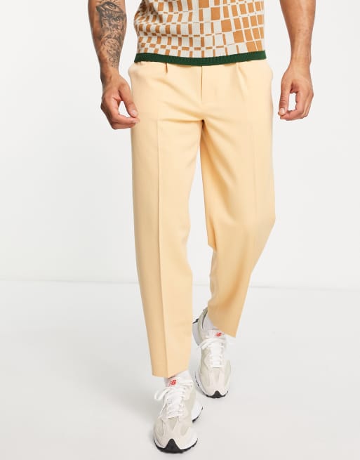 Asos Design Smart Oversized Tapered Pants In Peach Asos