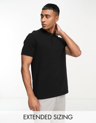 ASOS DESIGN Smart Pique Polo Shirt in black | ASOS