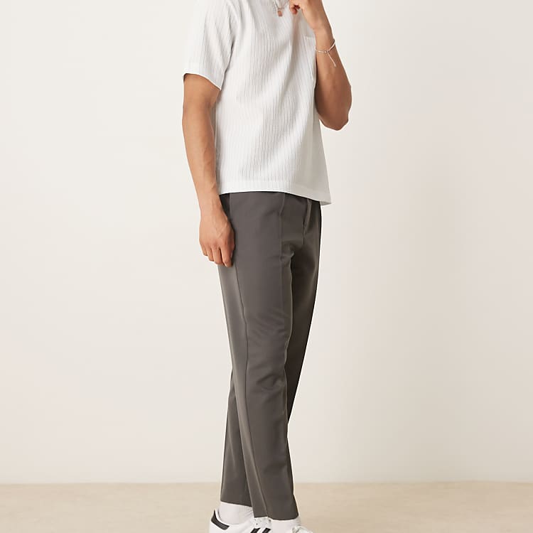 ASOS DESIGN smart relaxed tapered pants with front pleat in ASOS DESIGN smart relaxed tapered pants with front pleat in