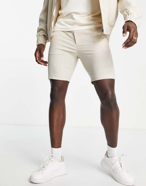 ASOS DESIGN smart skinny shorts in stone (part of a set) | ASOS