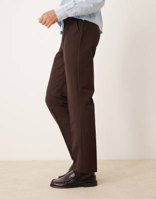 ASOS DESIGN smart slim fit pants in brown | ASOS