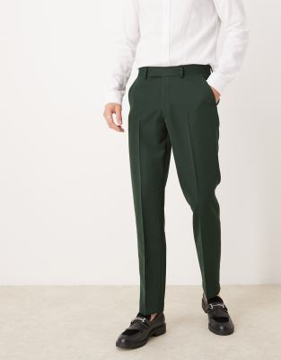 ASOS DESIGN smart slim fit trousers in dark green | ASOS