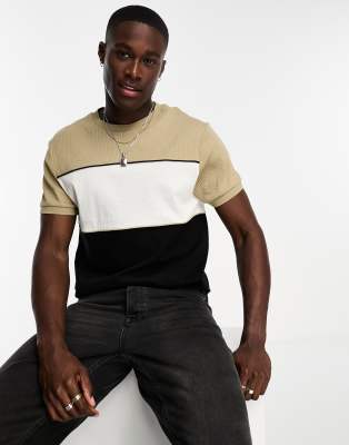 ASOS DESIGN smart t-shirt in colourblock rib | ASOS