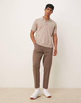 ASOS DESIGN smart tapered fit pants in brown | ASOS