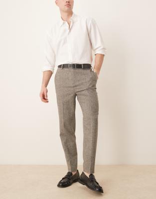 ASOS DESIGN smart tapered fit wool mix pants in charcoal | ASOS
