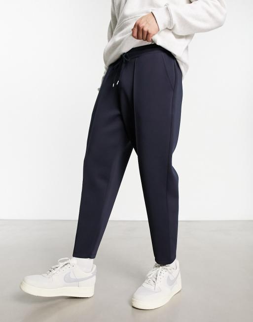 ASOS DESIGN smart tapered trackies in navy scuba-style fabric | ASOS