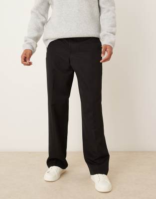 ASOS DESIGN smart wide leg pants with back pocket detail in black | ASOS