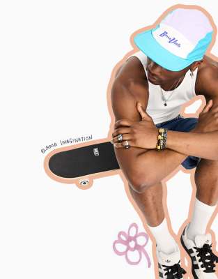 ASOS DESIGN soft 5 panel cap with contrast panels in multicolour | ASOS