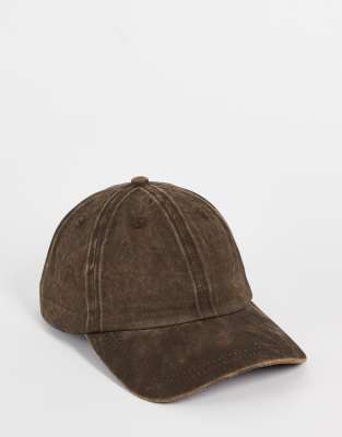 ASOS DESIGN soft baseball cap in washed brown | ASOS
