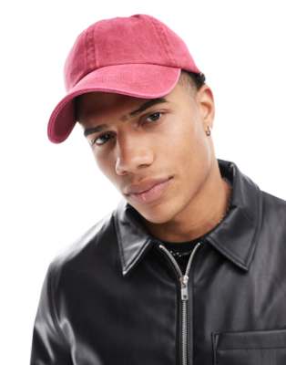 ASOS DESIGN soft baseball cap in washed dark red | ASOS