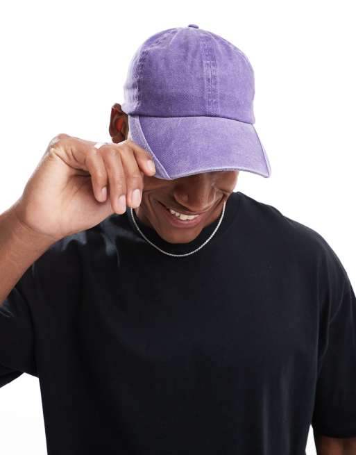 ASOS DESIGN soft cap with peak detail in washed purple | ASOS