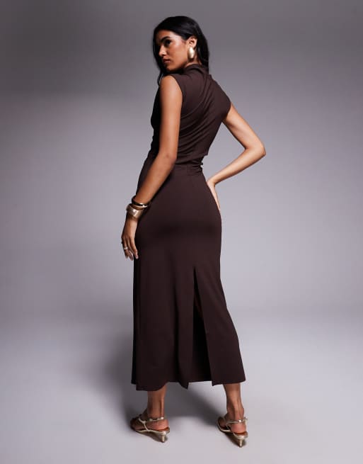 ASOS DESIGN soft touch midi dress in chocolate | ASOS