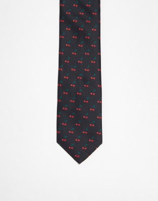 ASOS DESIGN - Sort standard-slips med kirsebærprint | ASOS