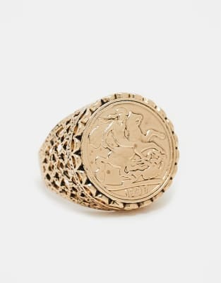 ASOS DESIGN sovereign signet ring in gold tone | ASOS