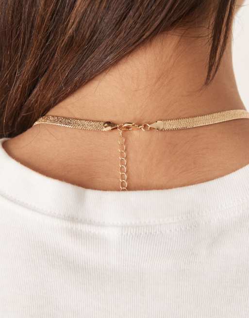 ASOS DESIGN sparkly flat snake chain necklace in gold tone | ASOS