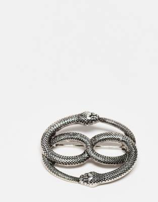 ASOS DESIGN - Spilla a forma di serpenti attorcigliate color argento ...