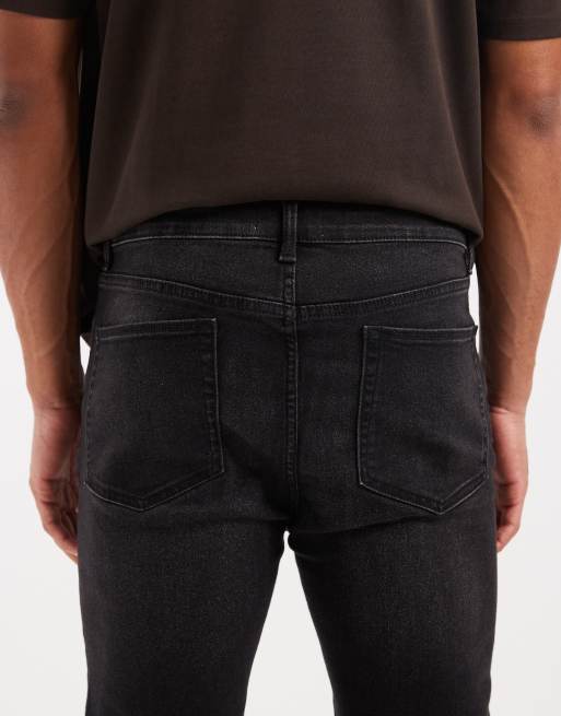 ASOS DESIGN spray on jeans in power stretch denim in washed black | ASOS