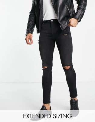 ASOS DESIGN spray on jeans with power stretch and knee and thigh rips ...